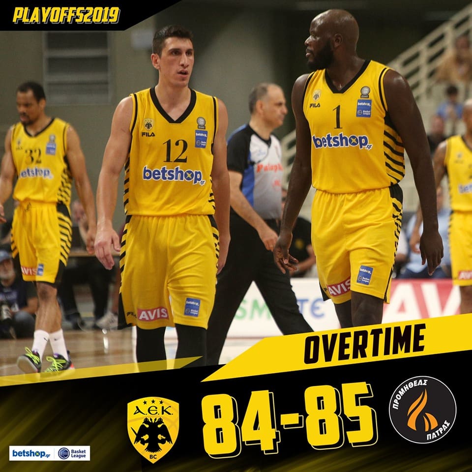 ΜΠΑΣΚΕΤ: ΑΕΚ – Προμηθέας Πατρών 84-85 (76-76)